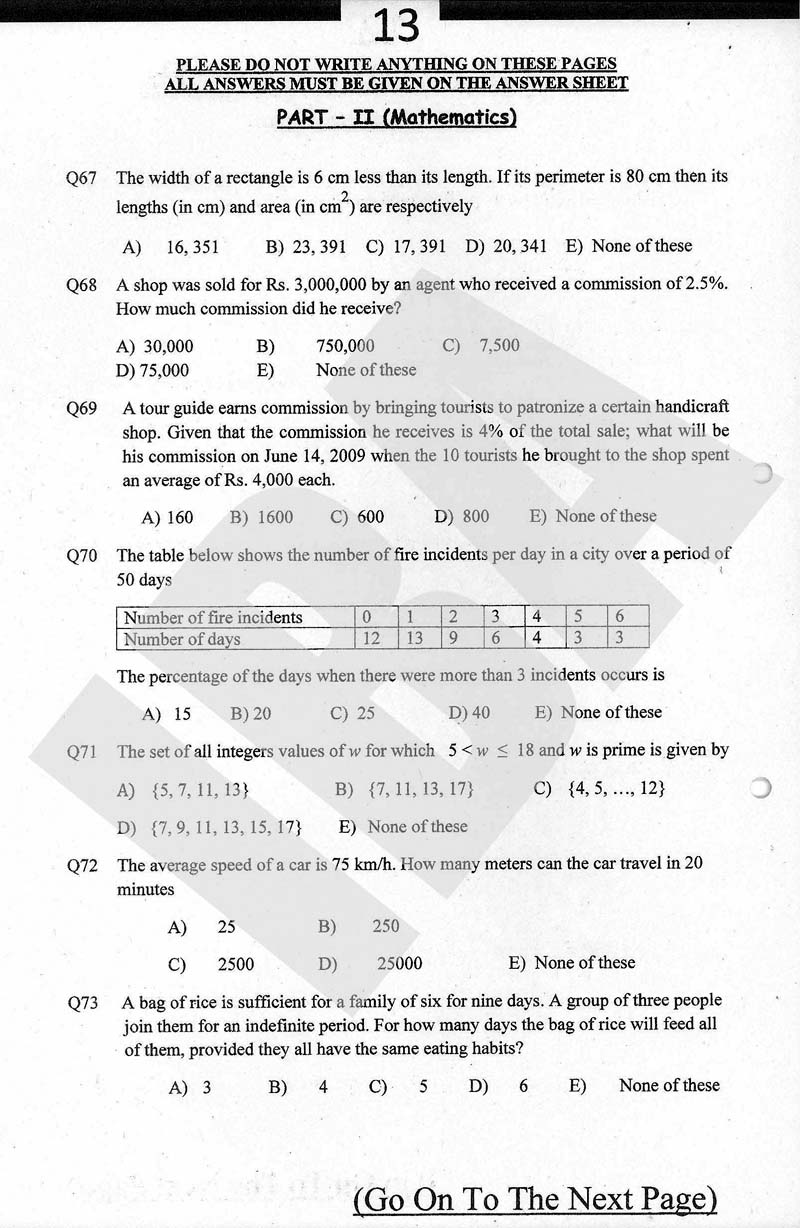 BBA – Maths - Past Entry Test Papers of IBA